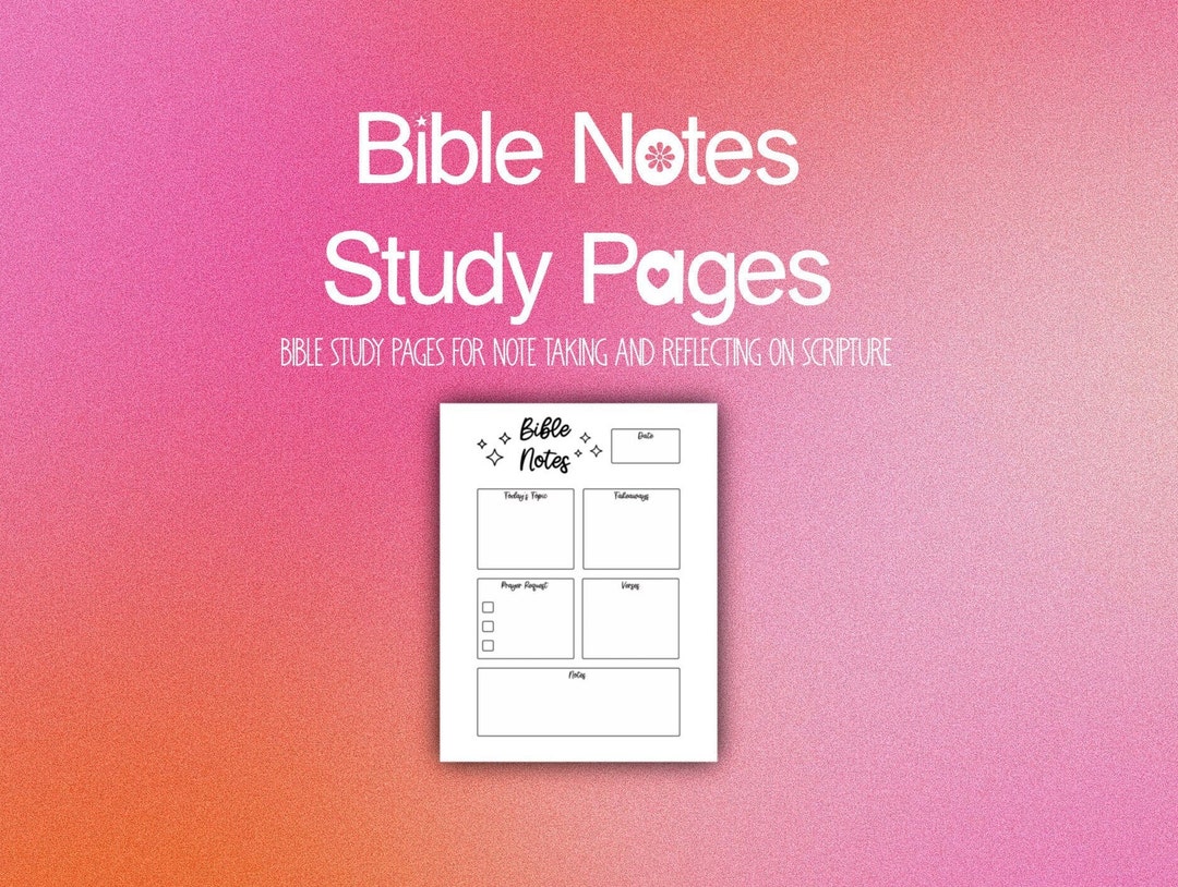 Bible Notes Study Pages - Etsy