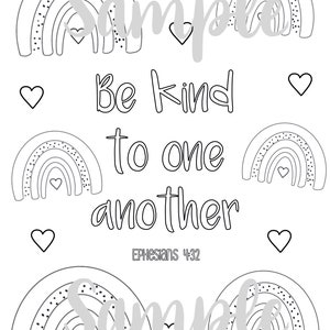 Be Kind to One Another Coloring Page Printable - Etsy