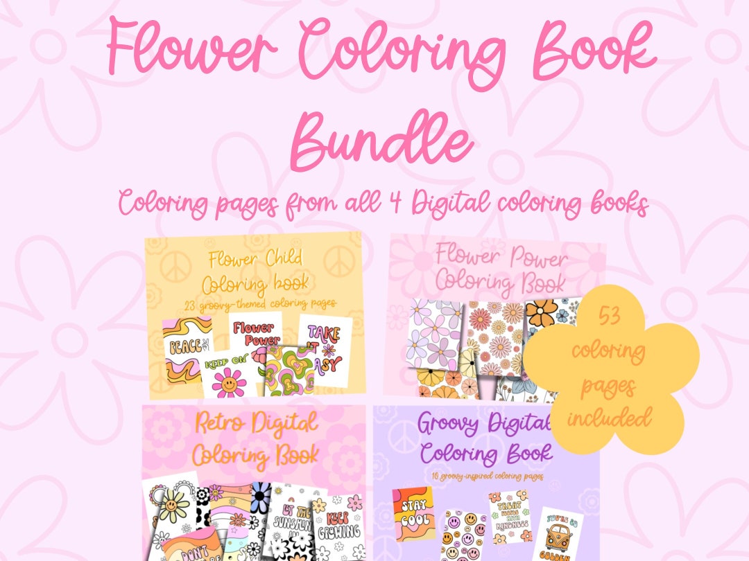 Flower Digital Coloring Book Bundle - Etsy