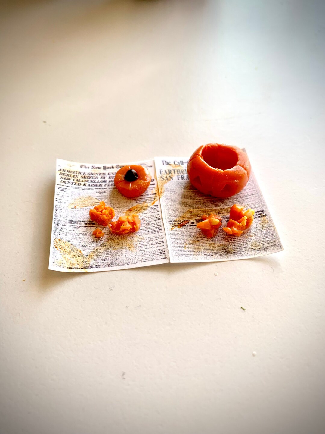 Miniature Carved Pumpkin Scene - Etsy