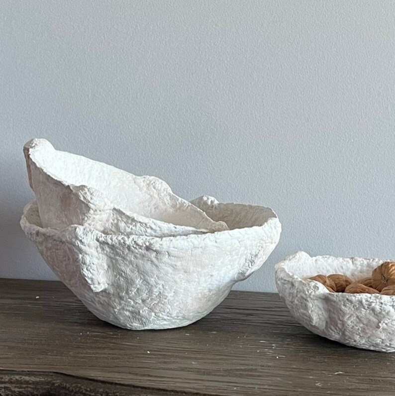 Blanc Rustique Collection White Paper Clay Bowl - Etsy