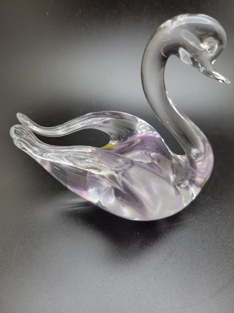 VTG Swedish Glass Swan Paperweight, Bird Figurine, Home Office Decor ...