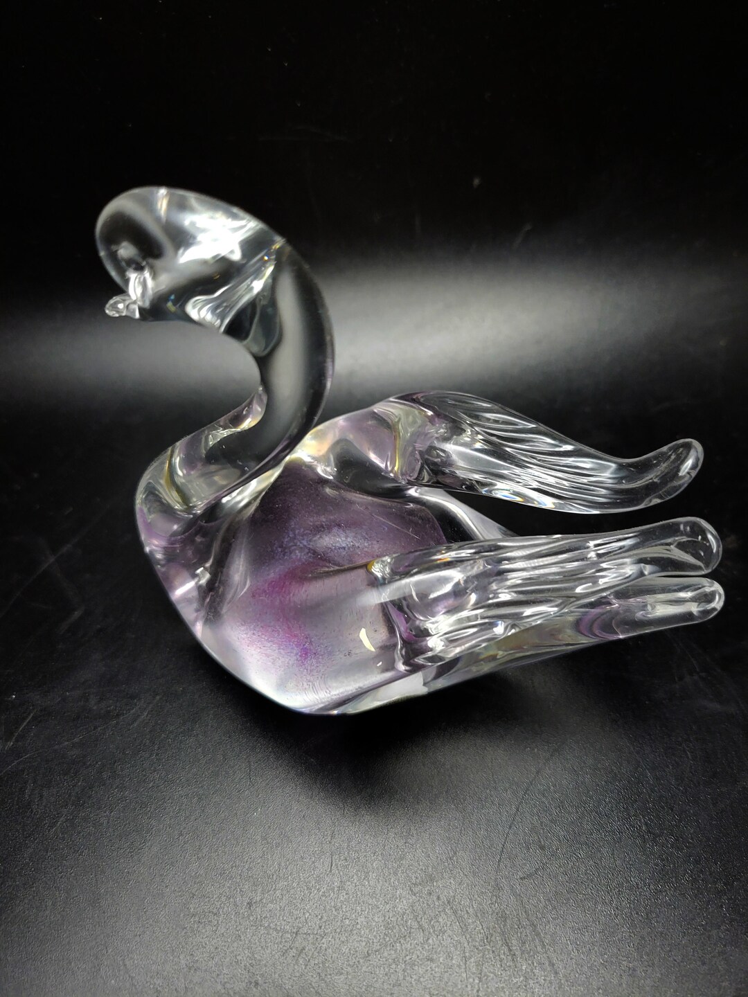VTG Swedish Glass Swan Paperweight, Bird Figurine, Home Office Decor ...