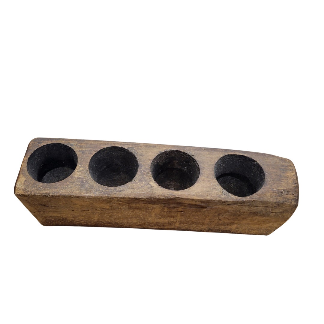 Antique Wooden 4-hole Sugar Mold, Wood Candleholder, Table Centerpiece ...