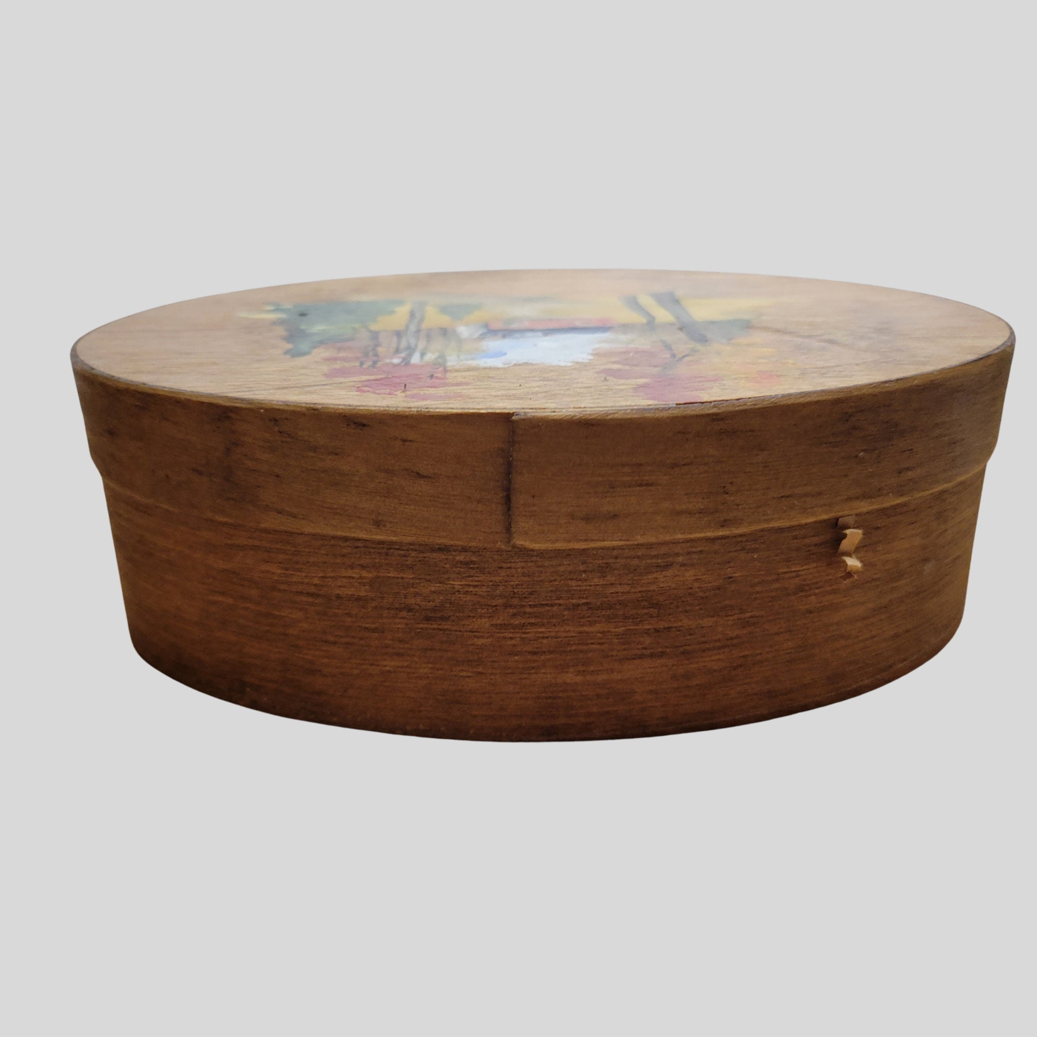 Vintage Wood Oval Shaker Style Box, Keepsake Container, Photo Storage ...