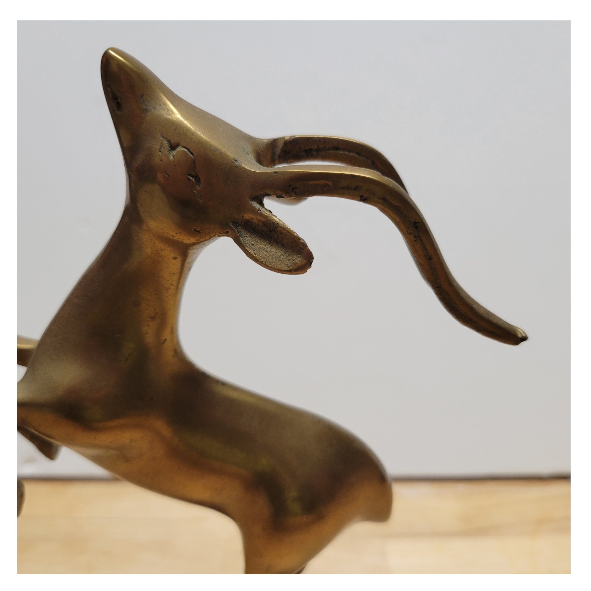 VTG Brass Leaping Gazelle Figurine, Metal Sculpture, Gift for Him, Mid ...