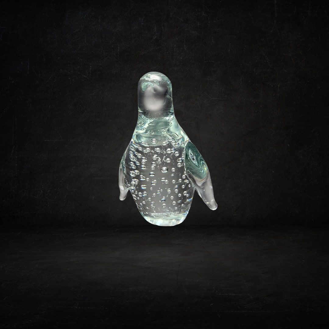 Vintage Blown Glass Penguin Paperweight: Bullicante Art Glass Sculpture ...