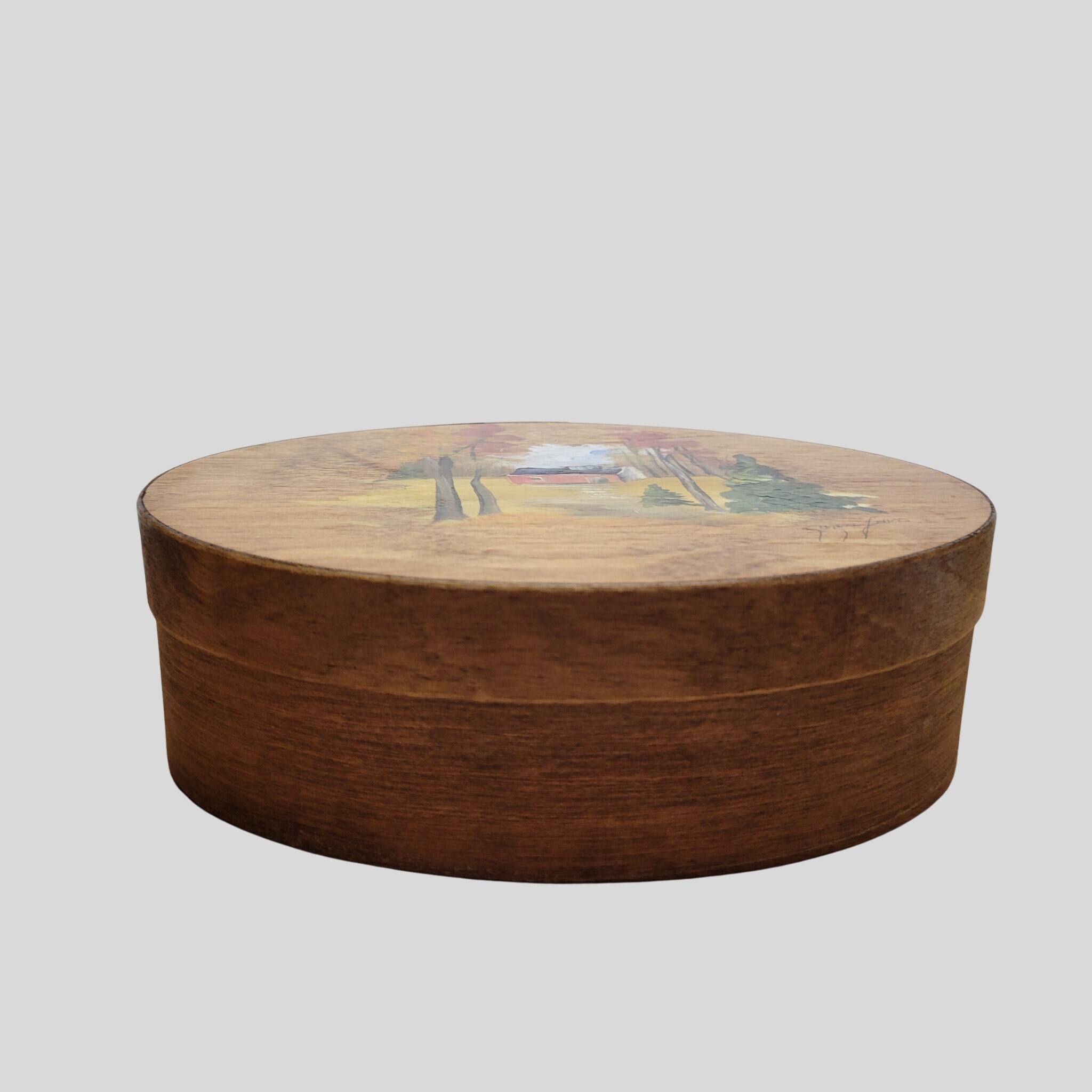 Vintage Wood Oval Shaker Style Box, Keepsake Container, Photo Storage ...