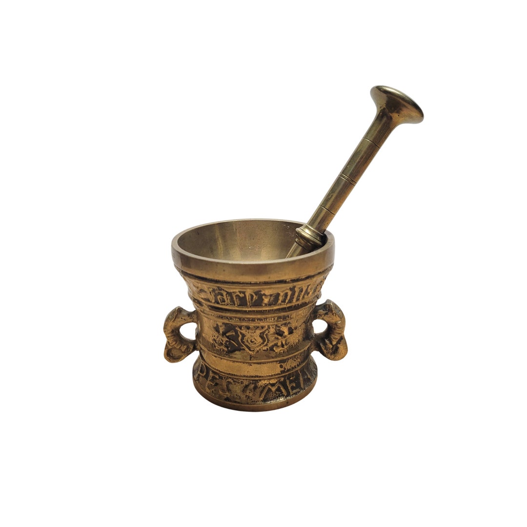 Antique Apothecary Brass Mortar & Pestle Apothecary Herb Muddler Heavy ...