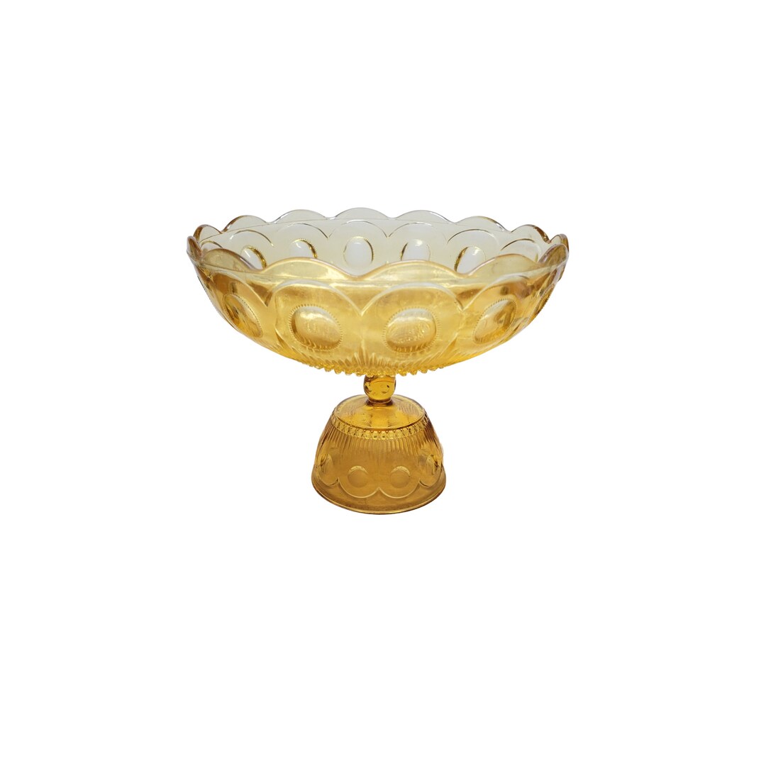 Vintage Bartlett Collins Amber Compote Bowl: St. Genevieve Pedestal ...