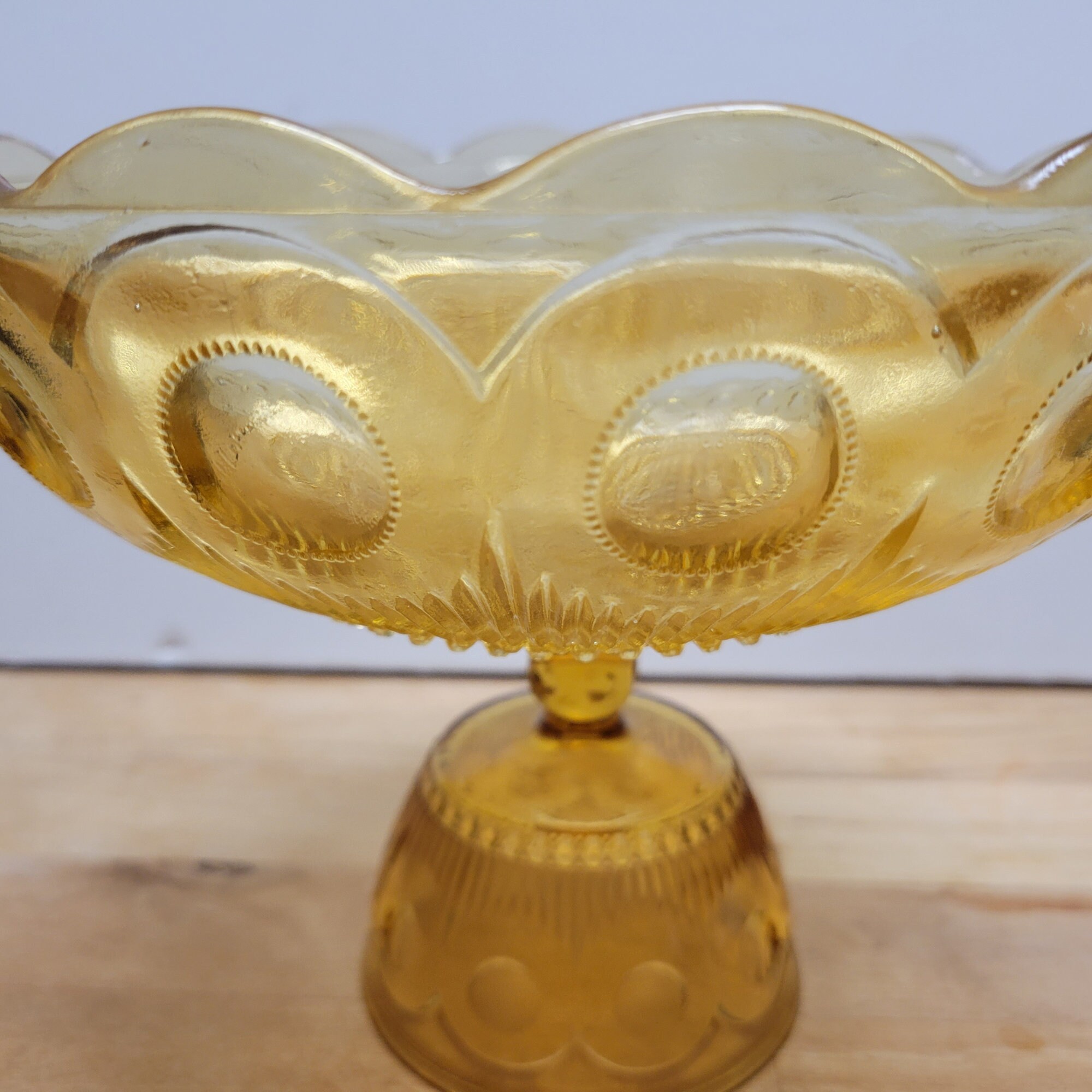 Vintage Bartlett Collins Amber Compote Bowl: St. Genevieve Pedestal ...
