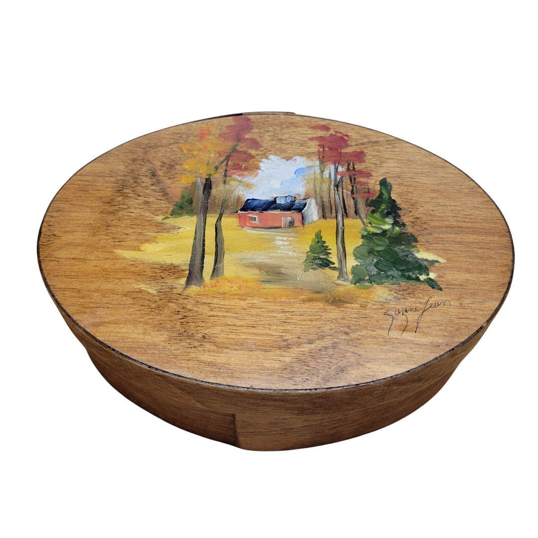 Vintage Wood Oval Shaker Style Box, Keepsake Container, Photo Storage ...