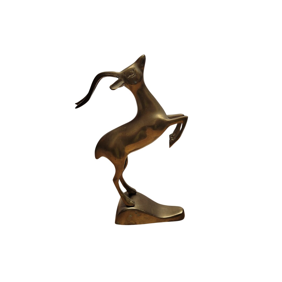 VTG Brass Leaping Gazelle Figurine, Metal Sculpture, Gift for Him, Mid ...