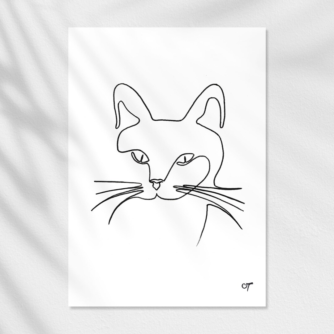 Minimalist One Line Art Poster "mrs. Catova" - Etsy