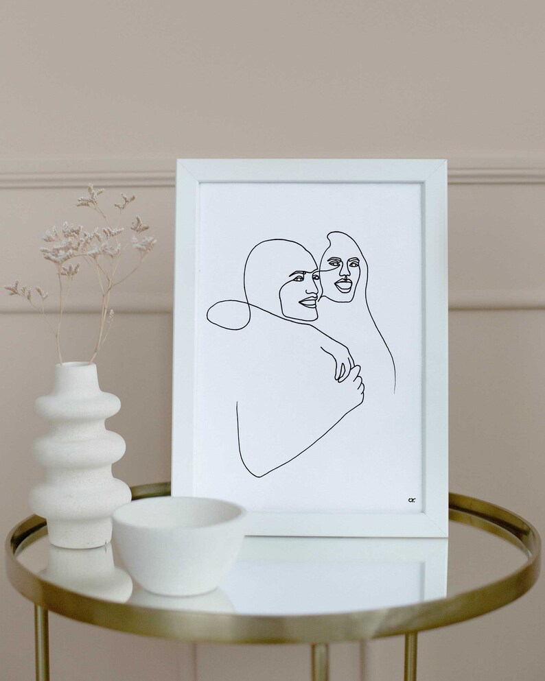 Minimalist One Line Art Poster "friendship" - Etsy