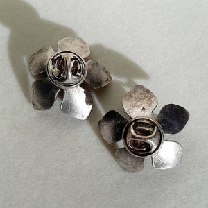 Artistique Sterling Silver Enamelled Flower Pins - Etsy