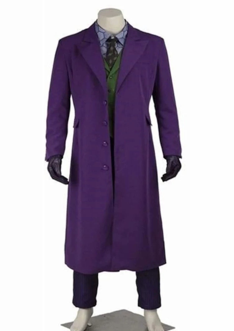 Men's Wool Joker Cosplay Handmade Overcoat Heath Ledger Long Purple ...