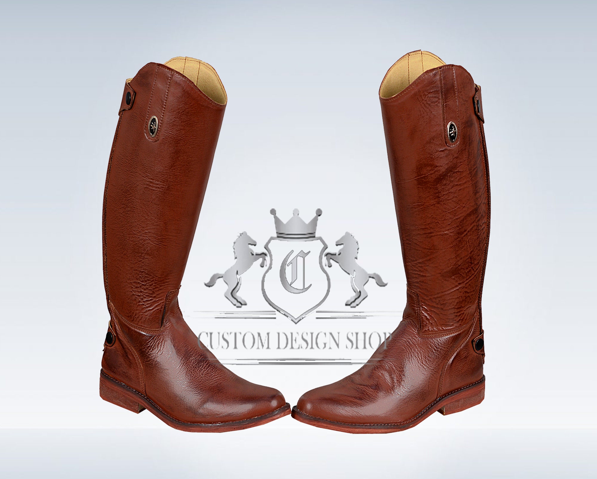 Horse Riding Men Boots, Brown Riding Boots, Leather Long Boots, Custom ...