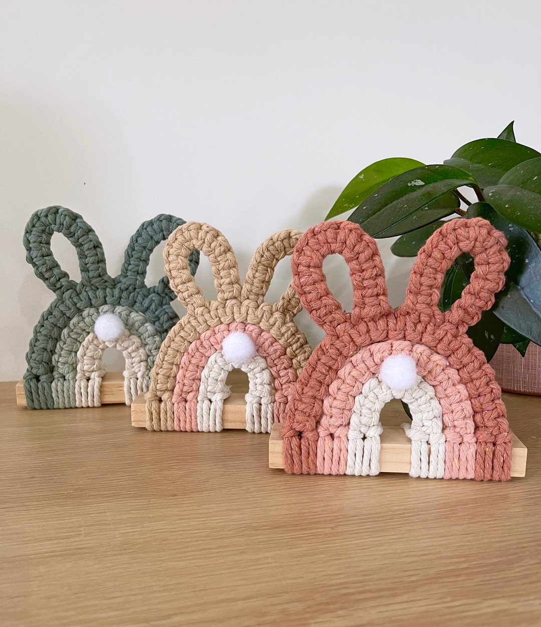 Macrame Standing Rainbow Bunny, Macrame Rabbit, Standing Macrame ...