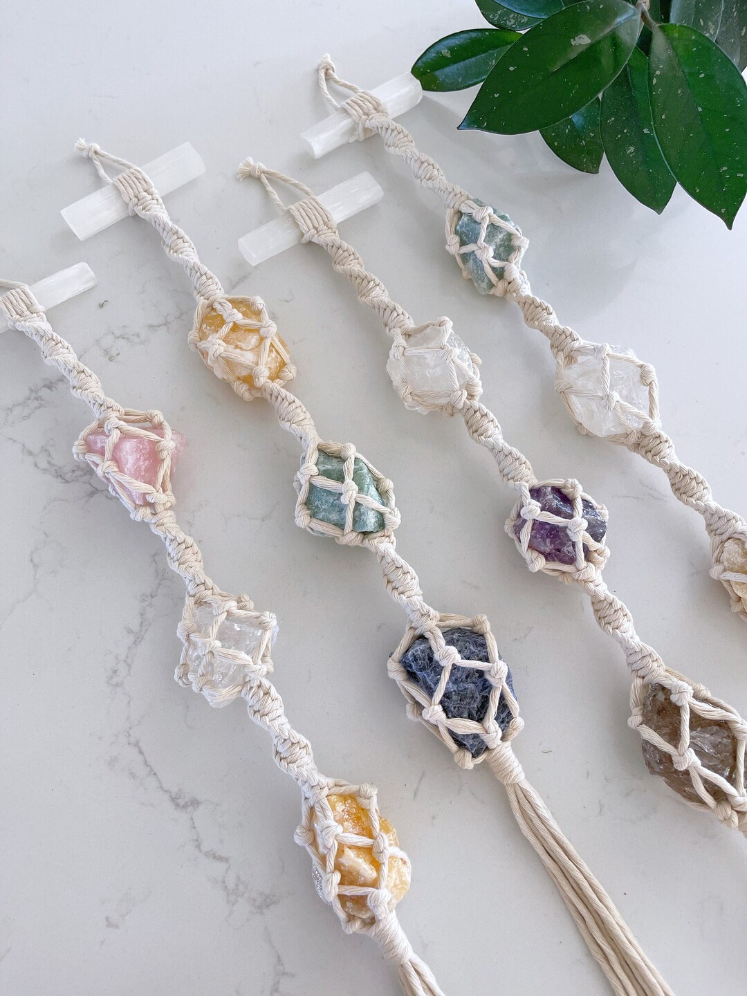 Macrame Crystal Hanger, Hanging Crystals, Crystal Wall Hanging, Macrame ...