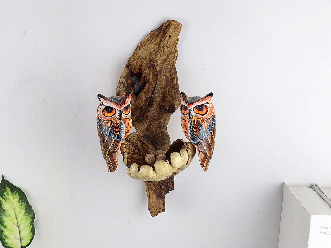 Handcrafted Wooden Owl Wall Hanging – Unique Hand-painted Decor for ...