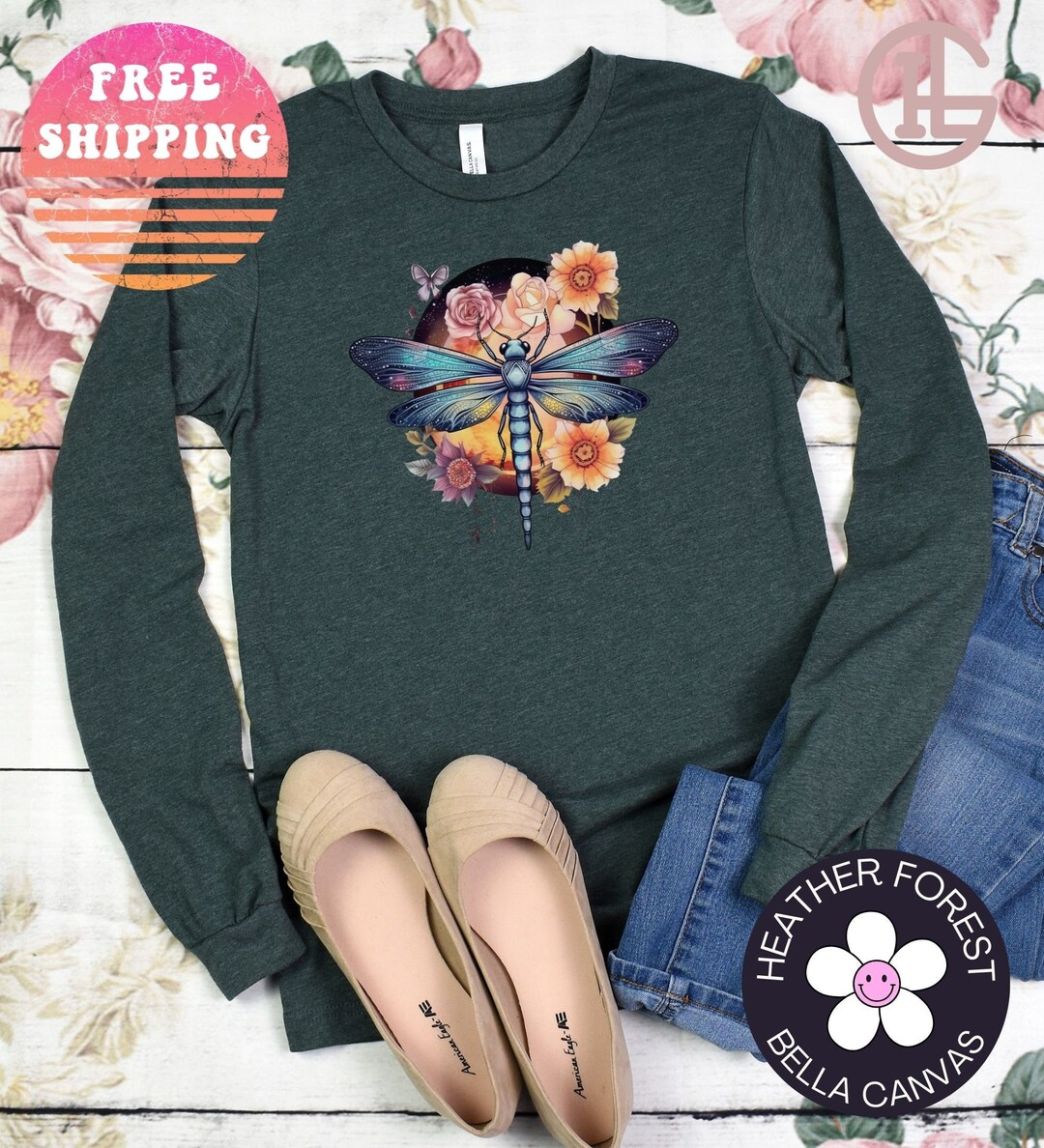 Dragonfly Long Sleeve Shirt Dragonfly Gift Butterfly Shirt - Etsy