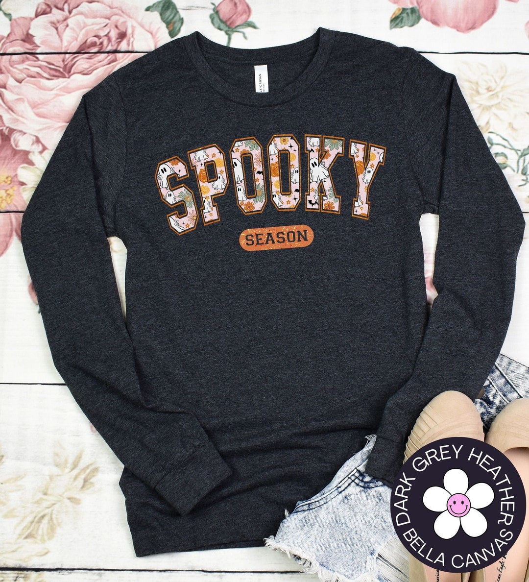 Autumn Bella Canvas Long Sleeve Shirt Halloween Shirt Spooky Season ...