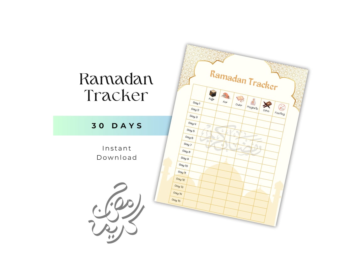 Ramadan Printable, 30 Day Tracker, Prayer and Fasting Tracker - Etsy