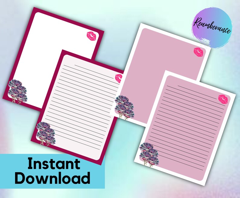 Hot Pink Lips Stationary Set Love Letter Valentines US - Etsy