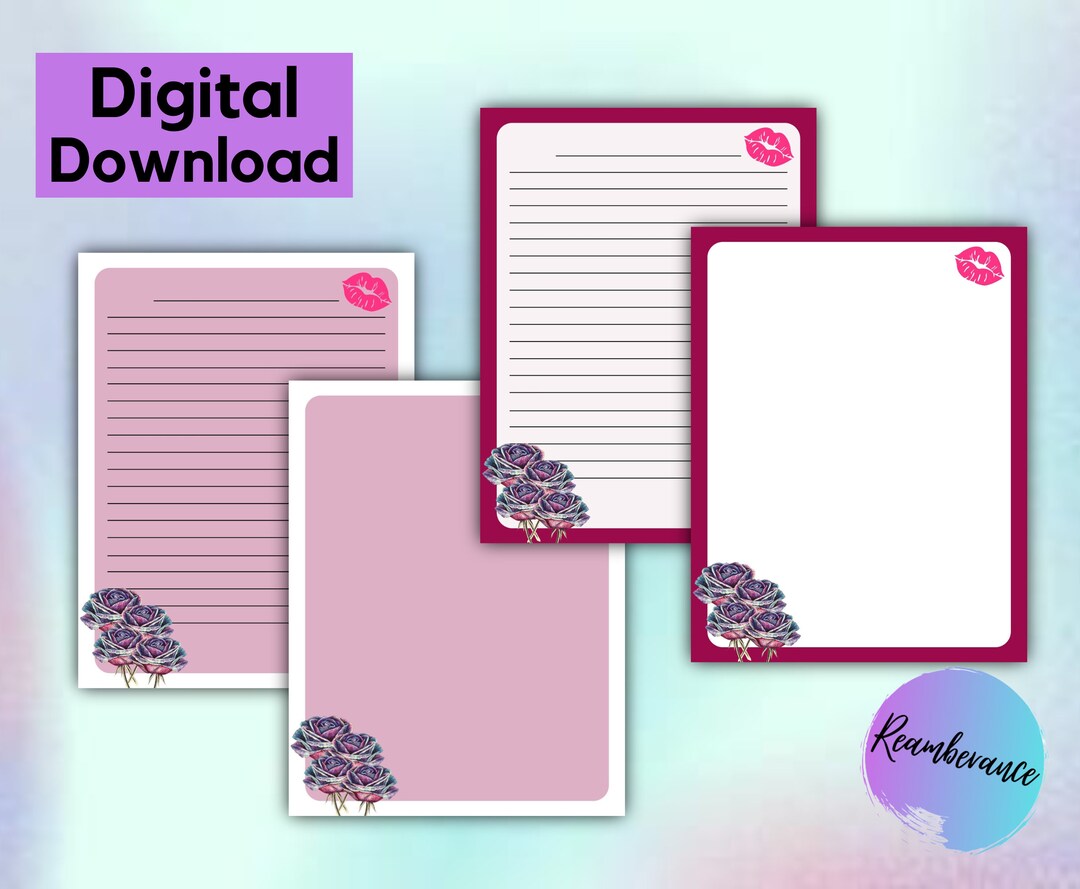 Hot Pink Lips Stationary Set Love Letter Valentines US - Etsy