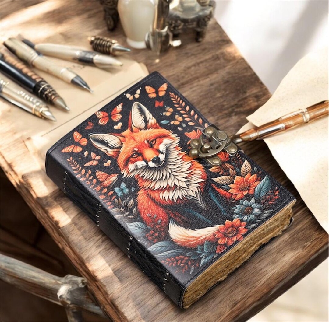 A5 DND Notebook Fox Vintage Handmade Leather Journal, Grimoire Fat ...