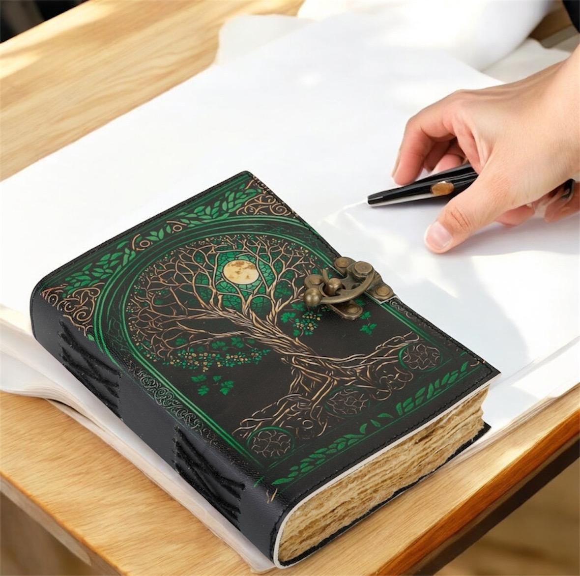 Tree of Life Leather Journal | Handmade Embossed Rustic Diary | Gift ...