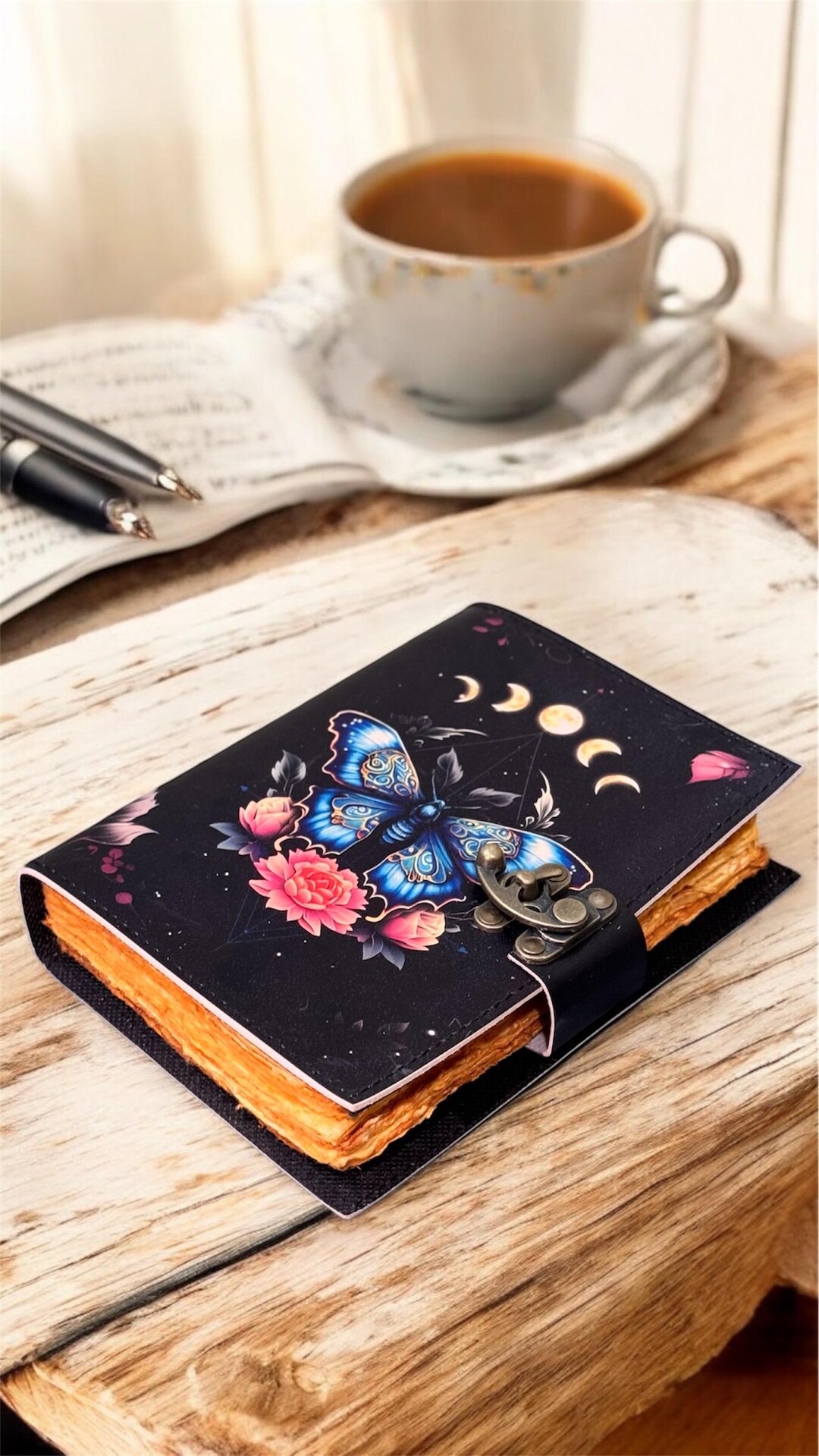 Handcrafted Butterfly DND Leather Journal |handmade Vintage Notebook ...