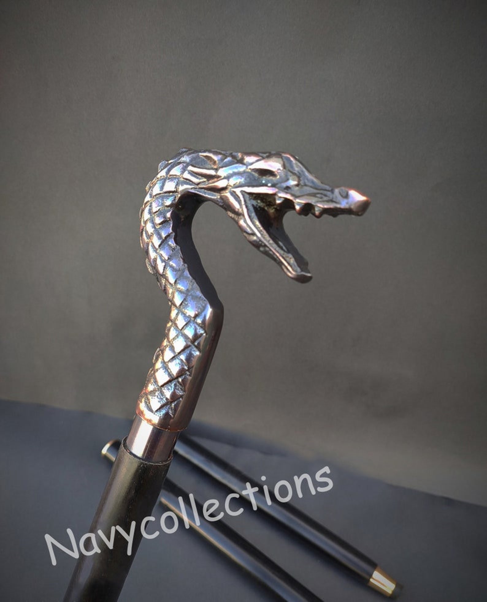 Dragon Head Designer Antique Style Handle Wooden Walking Stick Cane for ...
