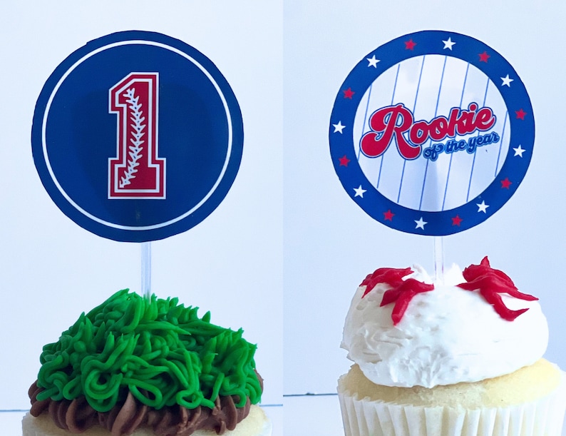 Editable Rookie of the Year Birthday Cupcake Topper, Baseball 1st ...