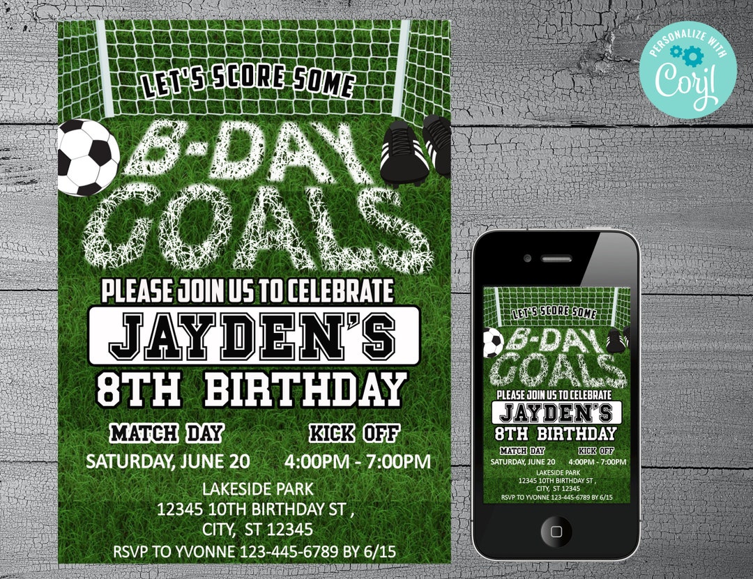 Soccer Birthday Invitation Editable Boys Printable Invite - Etsy