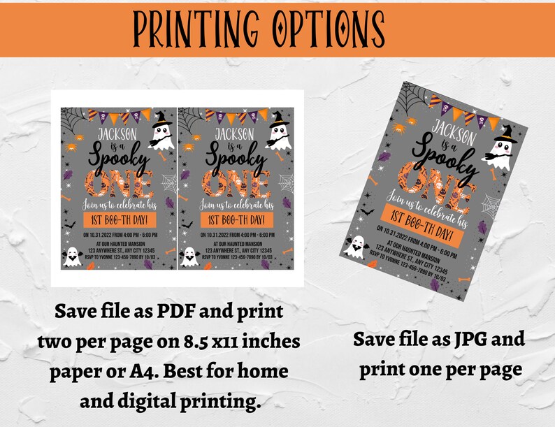 Spooky One Birthday Invitation for Boys Halloween 1st - Etsy