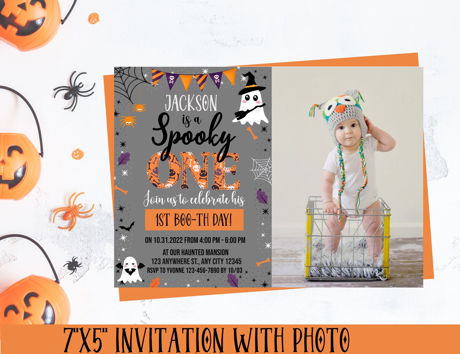 Spooky One Birthday Invitation for Boys Halloween 1st - Etsy