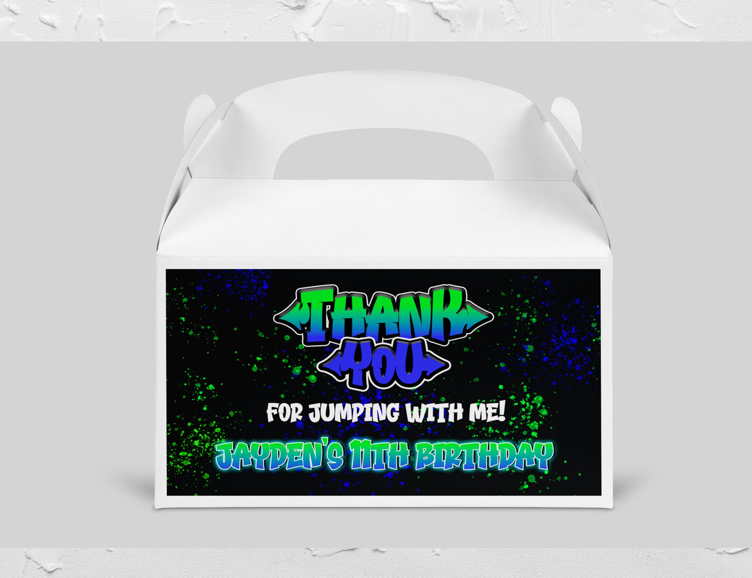 Editable Trampoline Treat Boxes Label, Jump Birthday Party Box Stickers ...