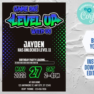 Video Game Invitation Gaming Party Invitation Gamer Party - Etsy