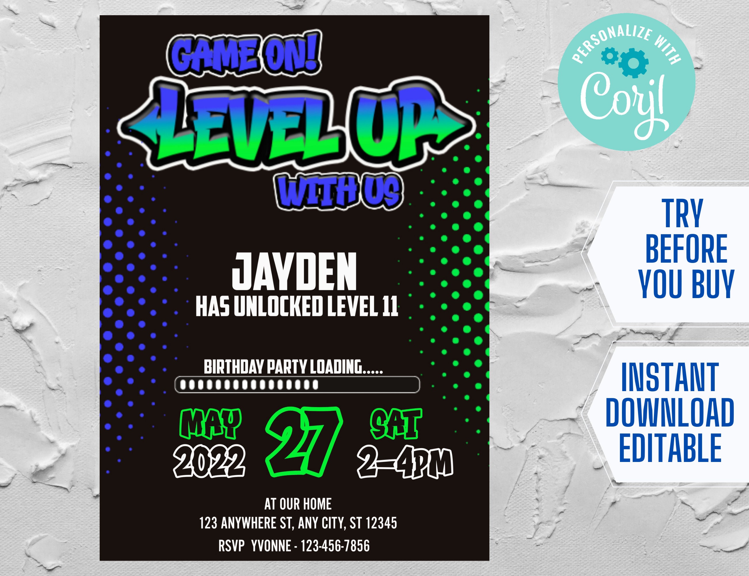 Video Game Invitation Gaming Party Invitation Gamer Party - Etsy