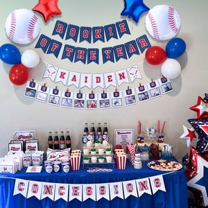 Editable Rookie of the Year Birthday Cupcake Topper, Baseball 1st ...