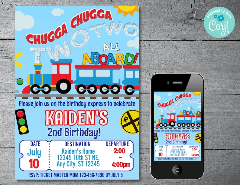 Editable Chugga Chugga Two Two Train Birthday Party - Etsy