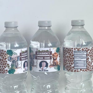 Editable Wild One Birthday Party Favor Labels Bundle, Safari Jungle ...