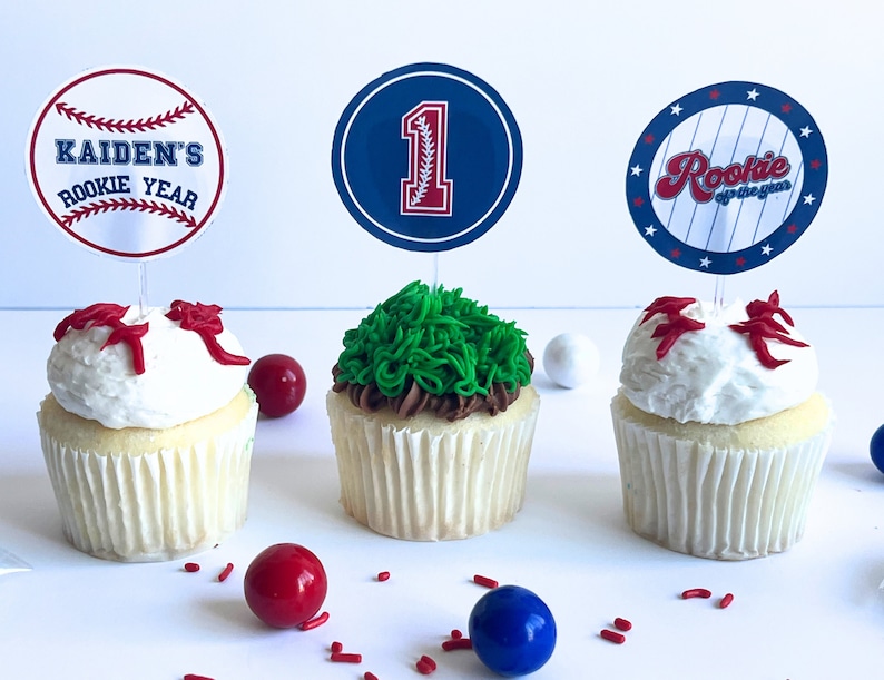 Editable Rookie of the Year Birthday Cupcake Topper, Baseball 1st ...