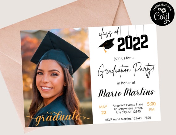 Editable Graduation Party Invitation Template With Photos for - Etsy