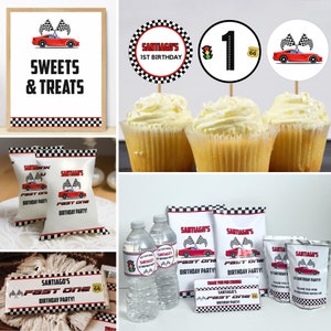 Editable Fast One Car Racing Theme Birthday Party Bundle, 1st Birthday ...
