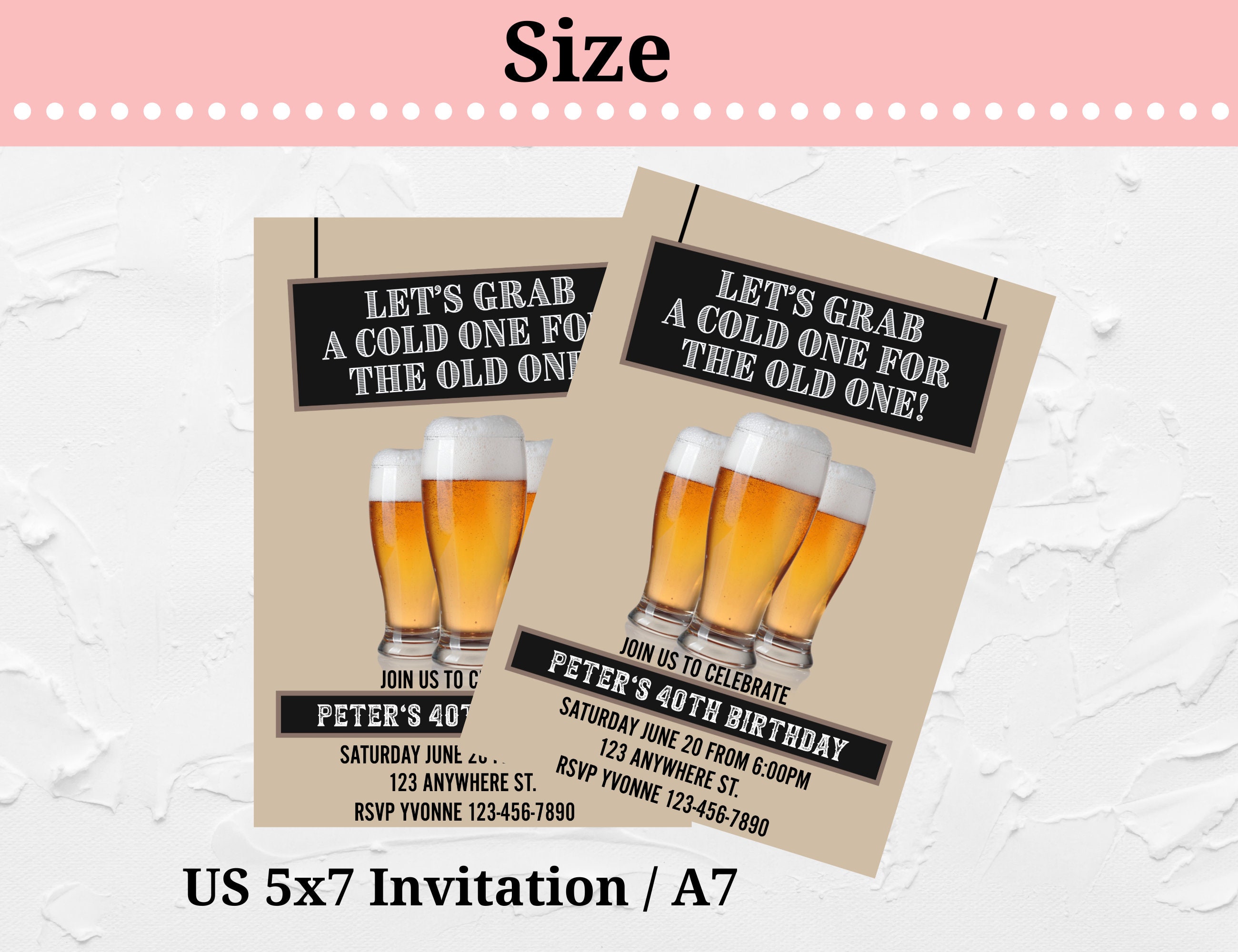 Editable Mens Beer Birthday Invitation Party Template for Any Age, 50th ...