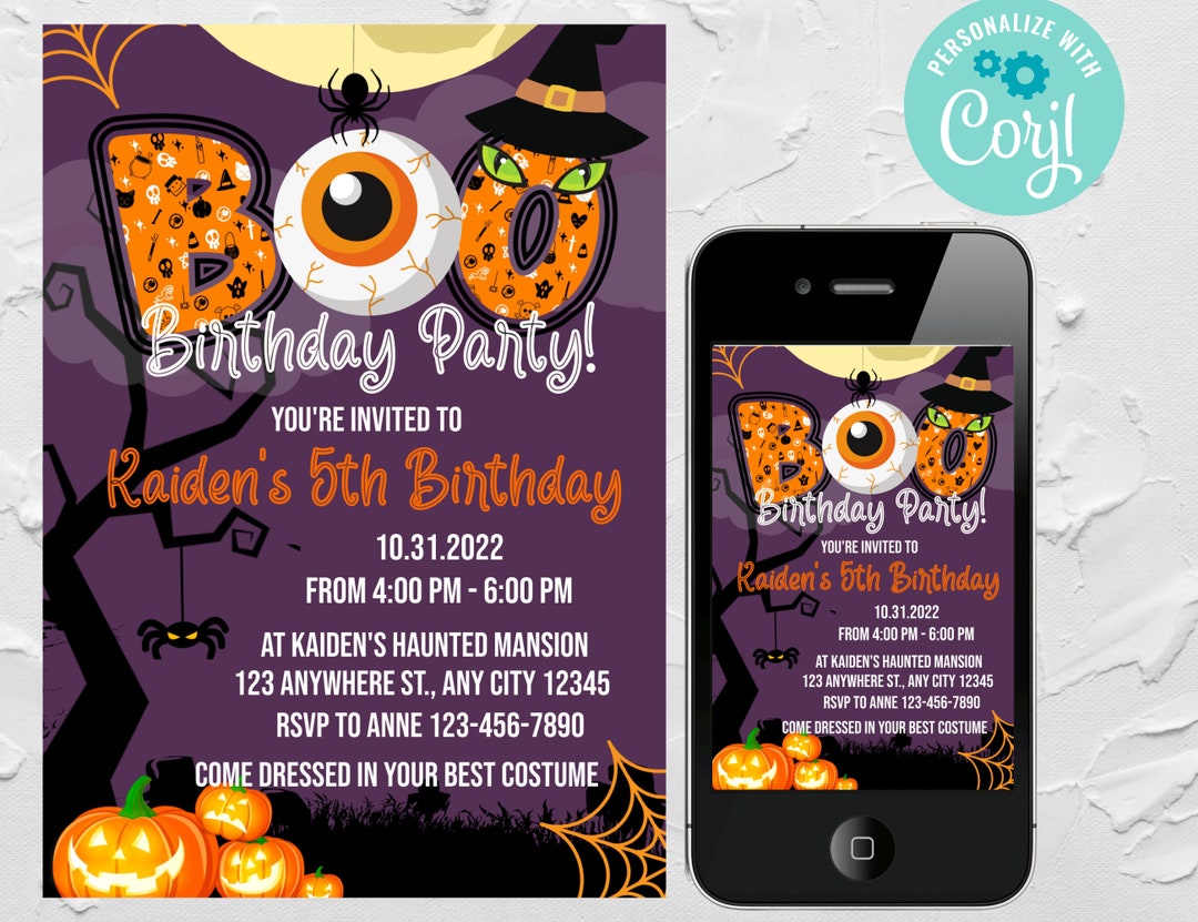Editable Kids Halloween Birthday Costume Party Invitation - Etsy