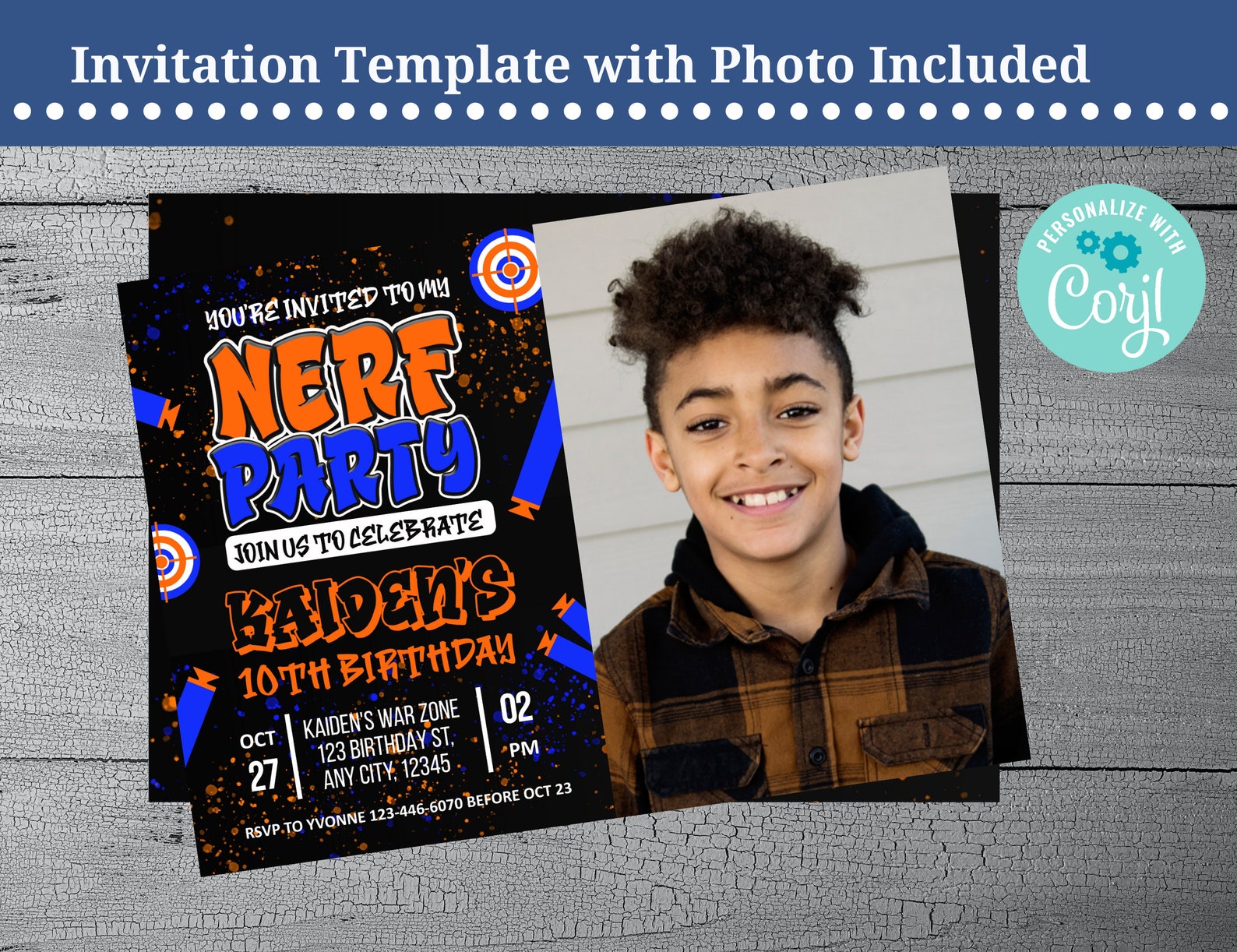 Editable Nerf Birthday Invitation Dart Gun Party Invite for - Etsy